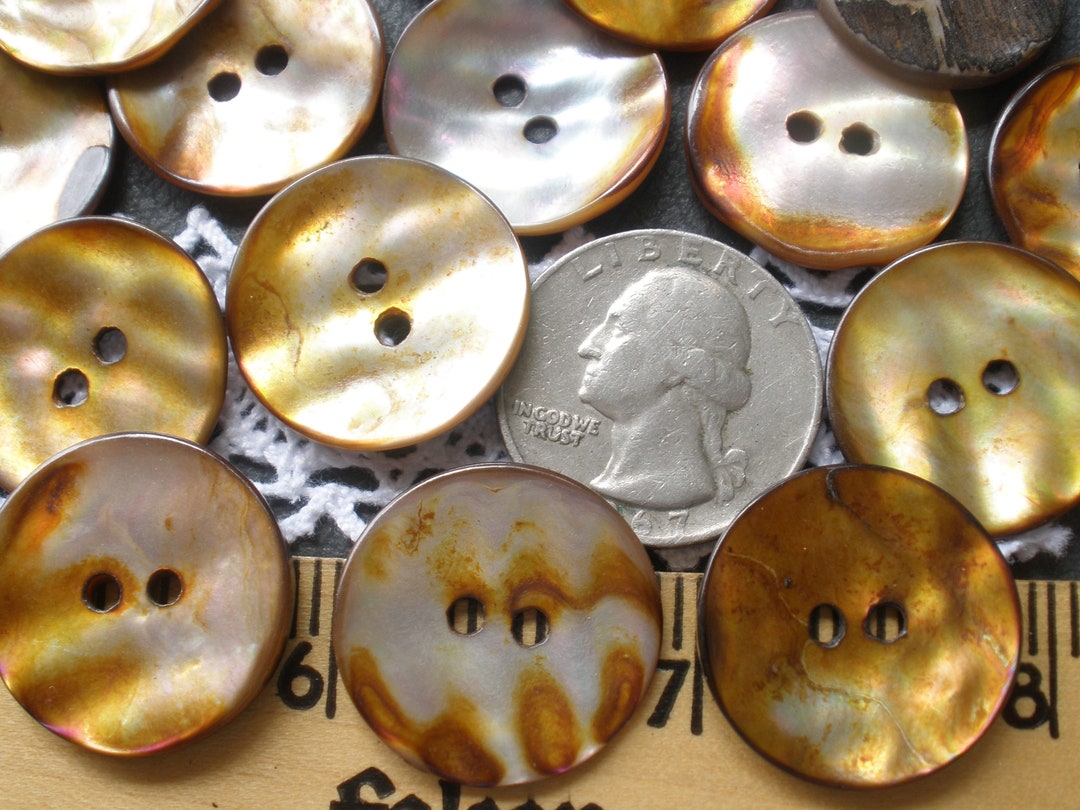 Gold Tone Dyed MOP Shell Buttons 22MM 36L 7/8" Pearl 2 Hole Sew on 6 ...