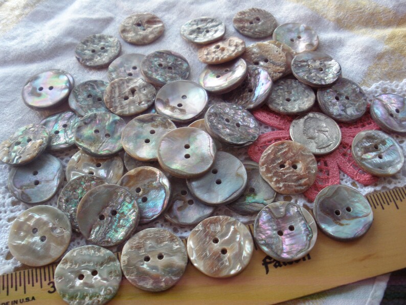 Rustic Unpolished 25MM Rainbow Abalone Shell Buttons Natural 1 Inch 40L ...