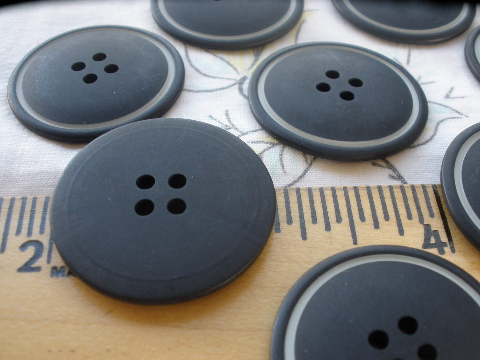 Matte Charcoal Black Coat Buttons White Rim Detail 45L 1 - Etsy