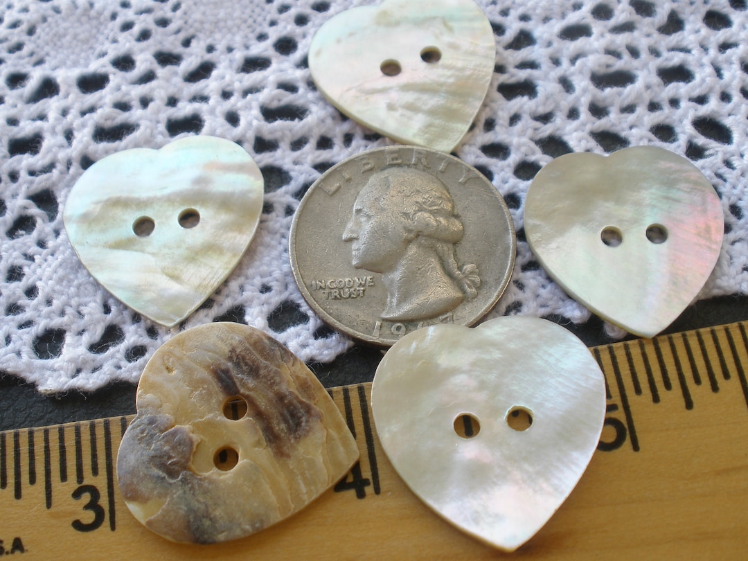 Heart Shape 24MM MOP Shell Buttons Natural Pearly 40L Buttons 2 Hole ...