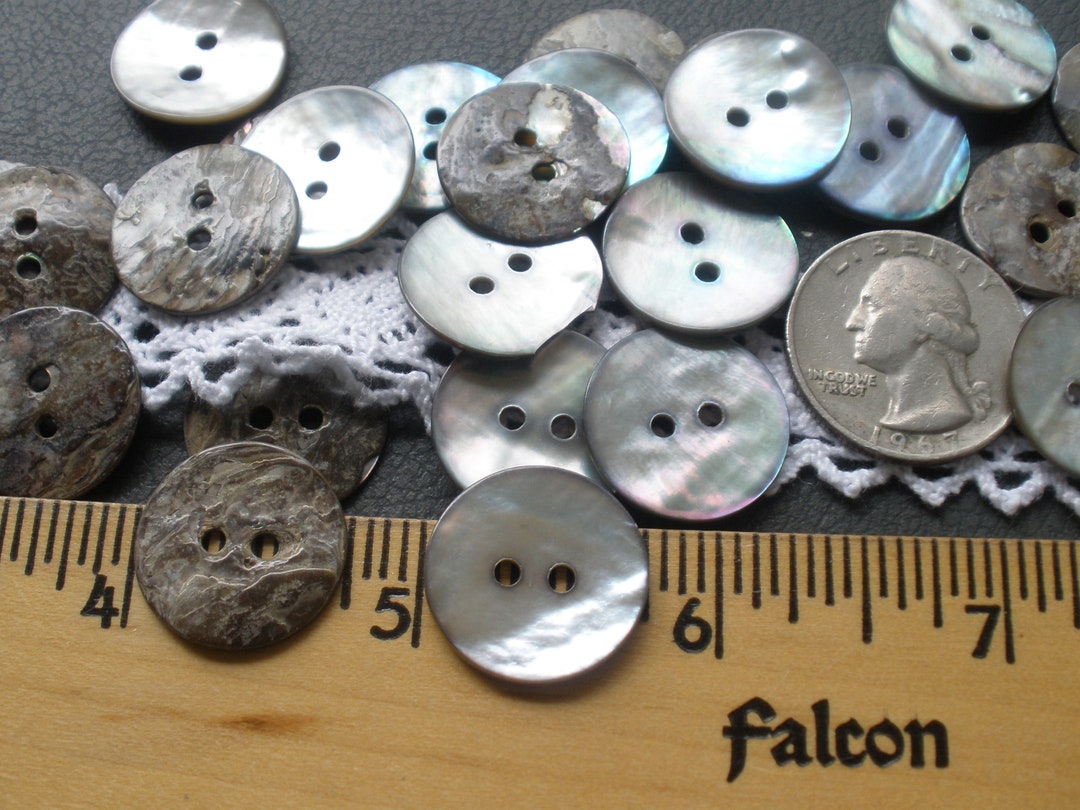 Smokey Real Shell Buttons MOP 19mm 3/4" Size 30L 2 Hole Sew on Agoya ...