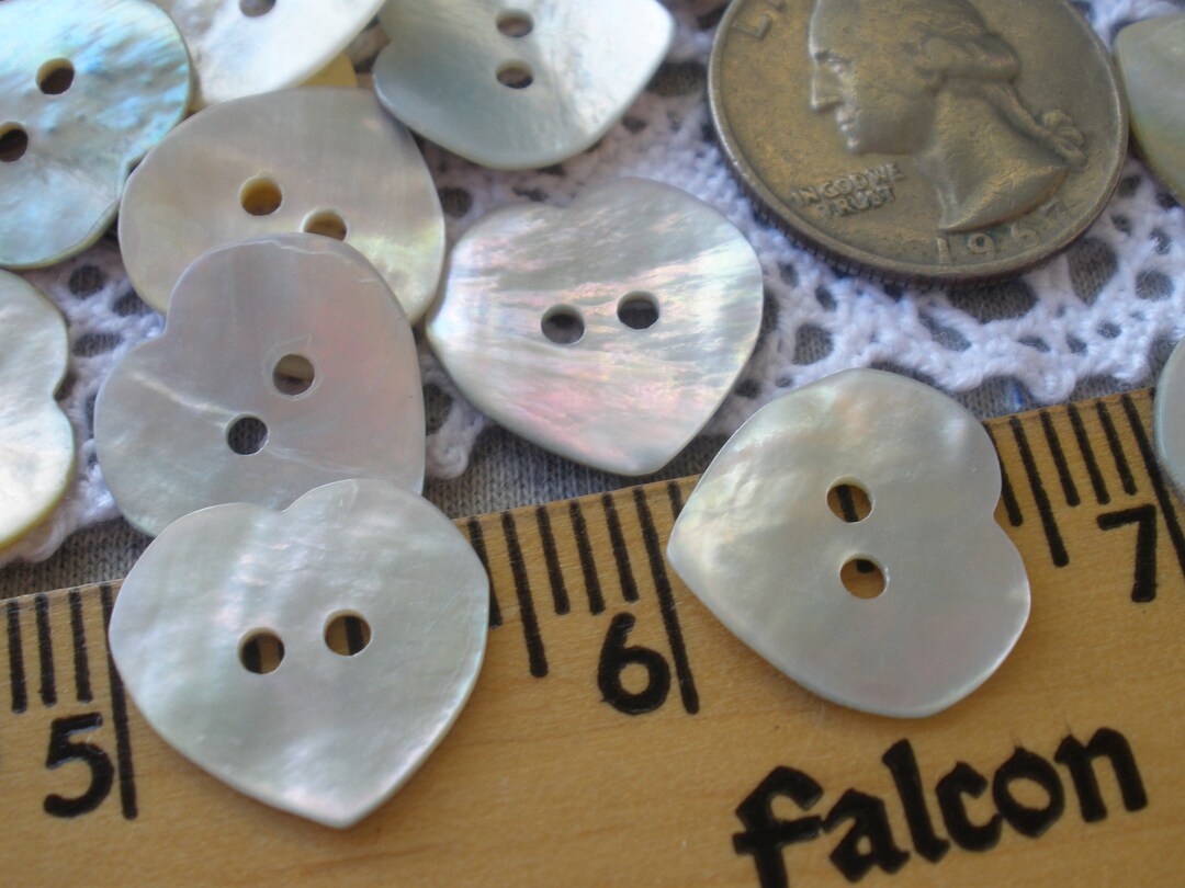 Heart Shape 17.5MM MOP Shell Buttons Natural Pearly 11/16" Buttons Size ...