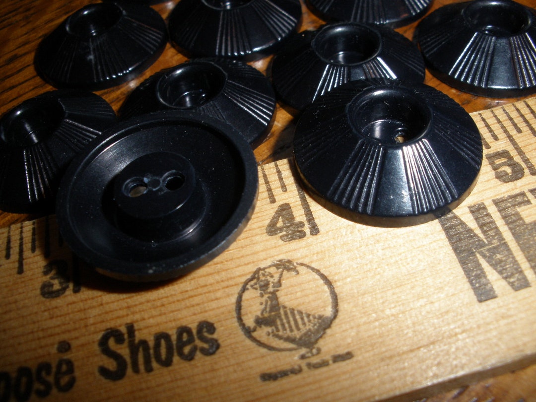 Black Inkwell Buttons 7/8" Cool Vintage Molded Plastic 2-hole 22MM 36L ...
