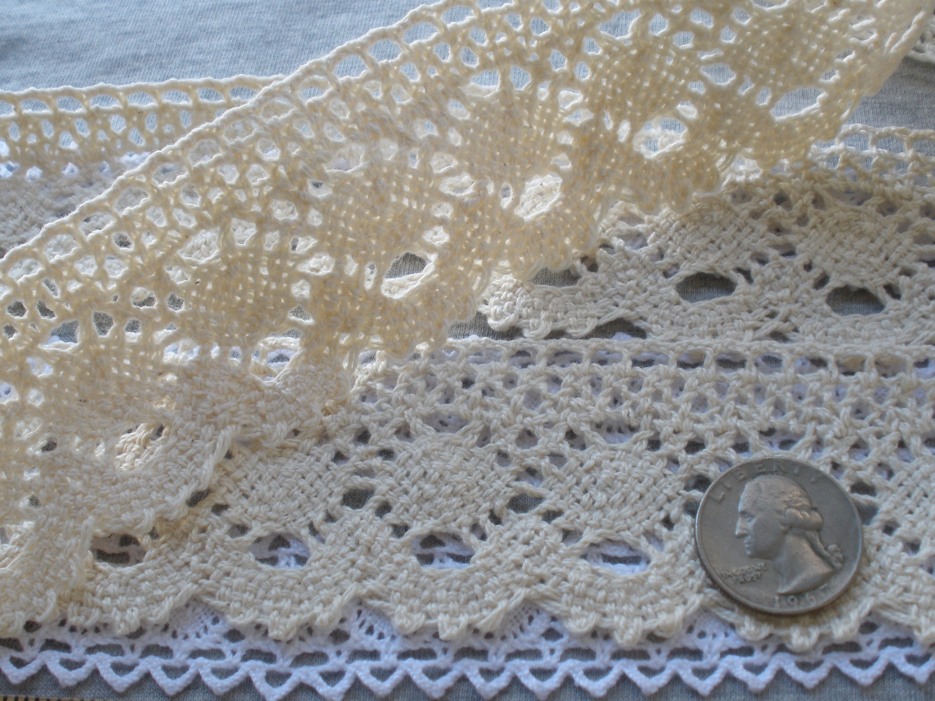 Ecru Natural Color Lace Cotton Trim 1 7/8 Wide Crochet | Etsy