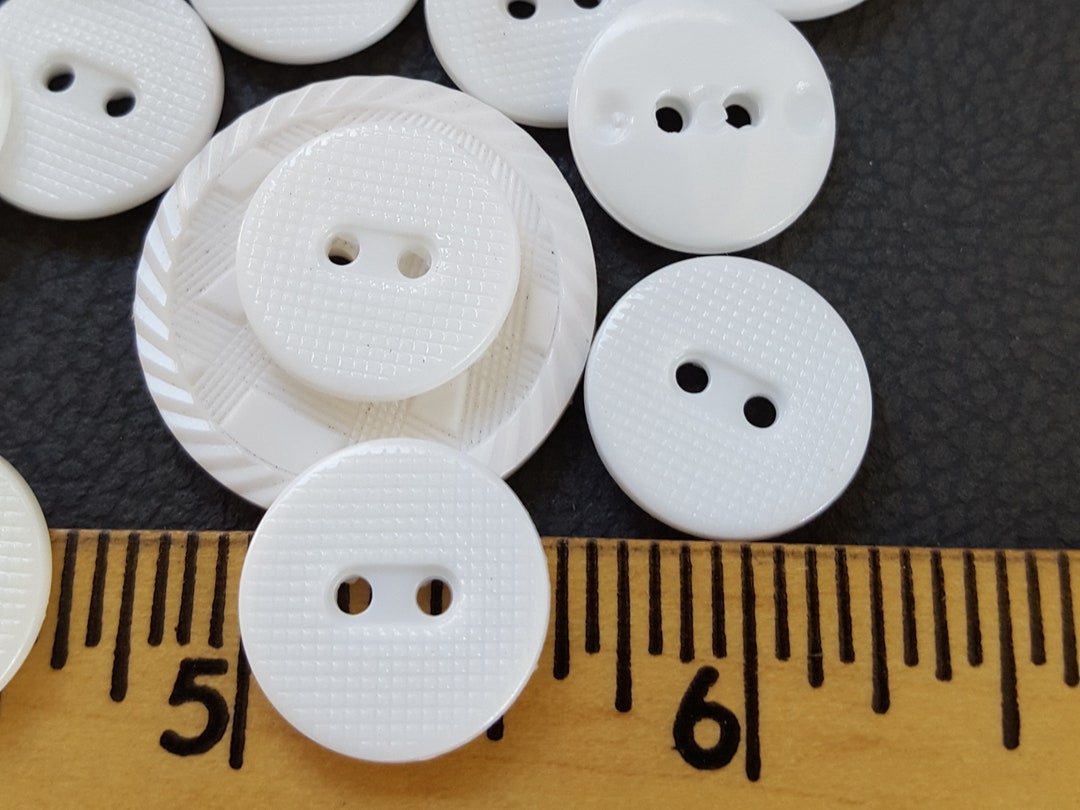 15MM Bright White Textured Plastic Buttons 5/8" Vintage 2-hole Sew on ...
