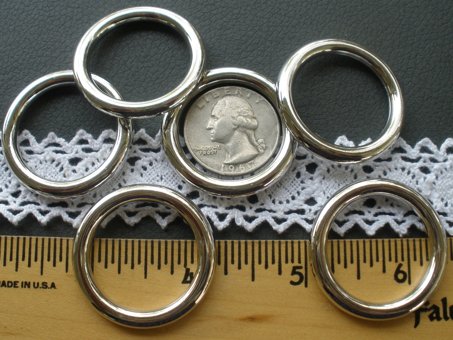 25mm ID / 35mm OD Silver Color Plastic O-rings Round 1 Inch Opening 6 ...