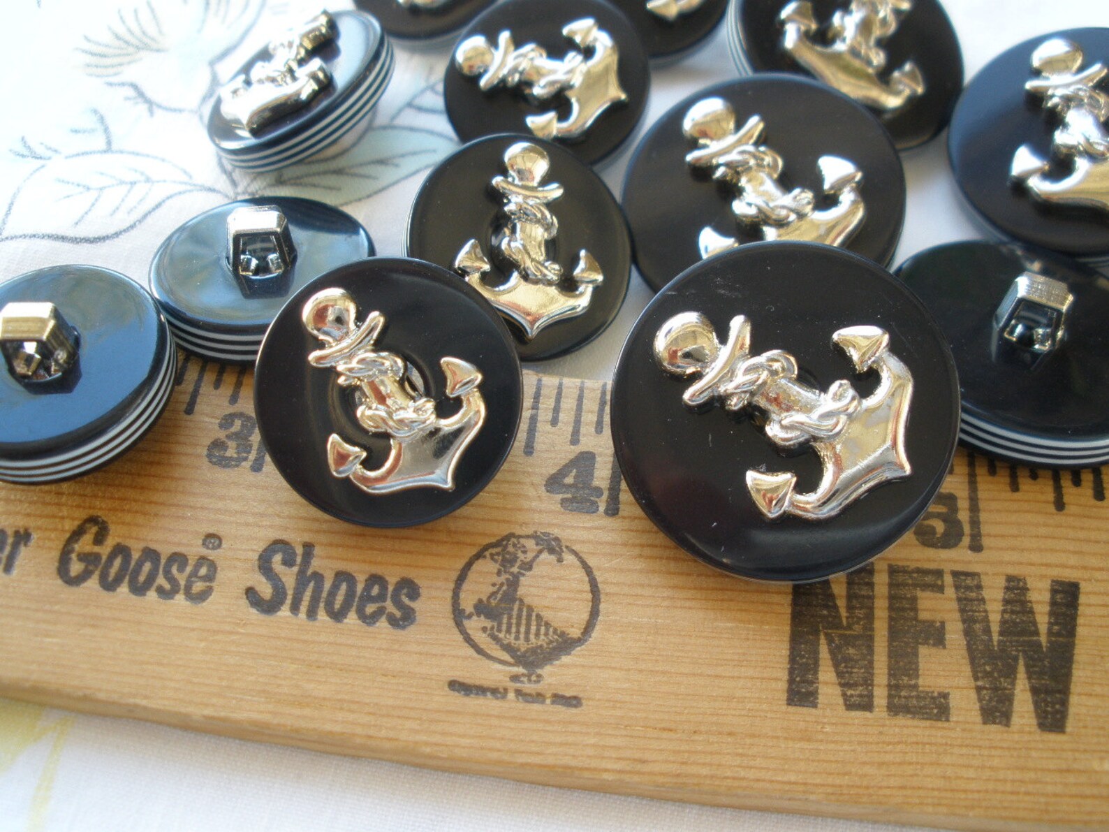 Anchor Rope Buttons Silver Plastic Shank & Black Jacket Sizes - Etsy
