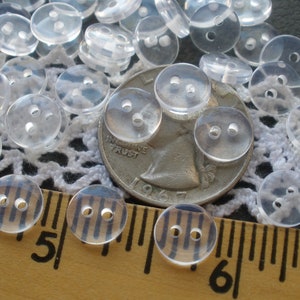 Tiny Clear 2-hole Buttons Flatback 24 Plastic 9MM 14L Sew-on Sewing ...