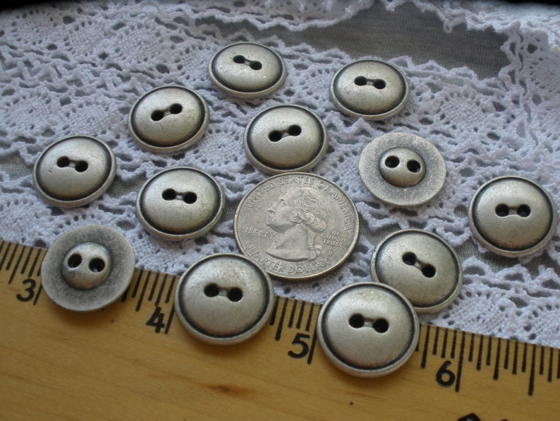 Classic Work Shirt Buttons Industrial Pewter Color Metal 28L 17mm 11/16 ...