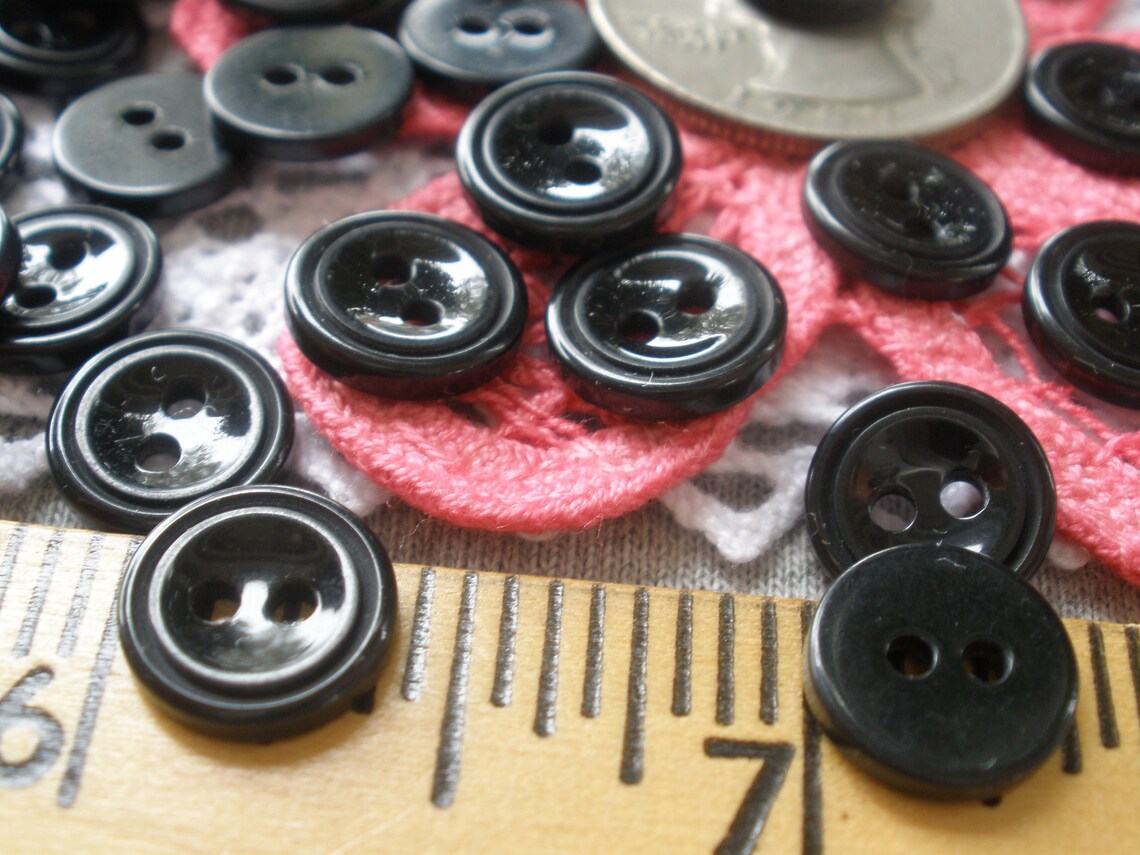 Tiny Shiny Black Buttons Flatback Jewelry Clasp 48 Plastic - Etsy