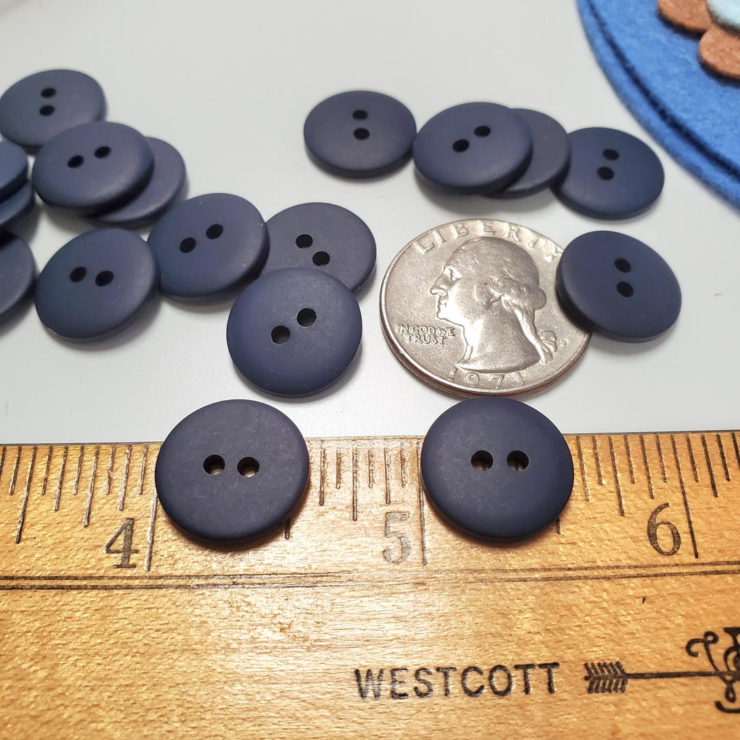 24 Matte Dark Blue Buttons Composite Plastic 7/16" 22L 23L 2-hole Sew ...