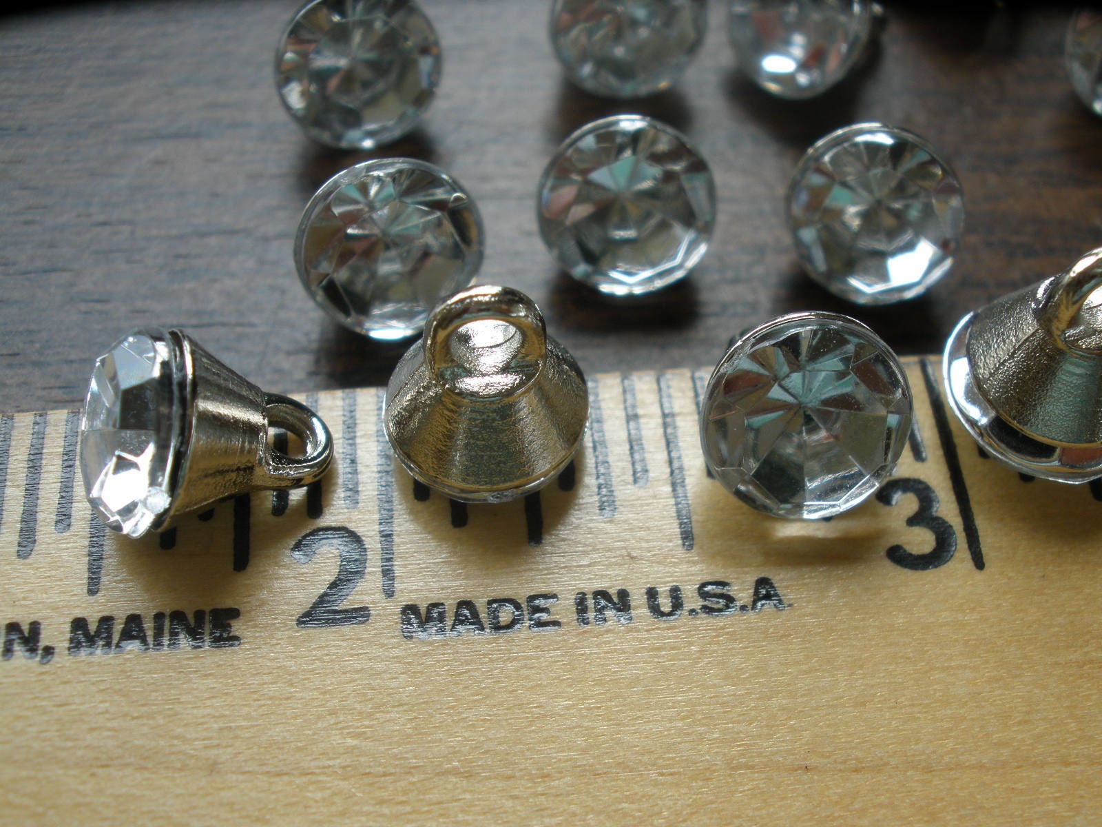 Diamond Cut Acrylic Rhinestone Buttons 9MM or 10mm Faceted Clear ...