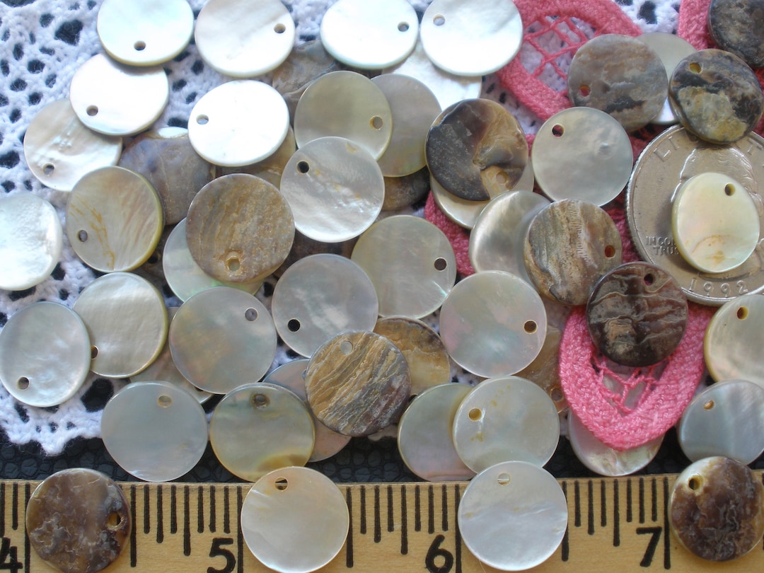 13MM Shell Disc Beads Real Agoya Shell Round Charms NATURAL Pearl MOP 1 ...