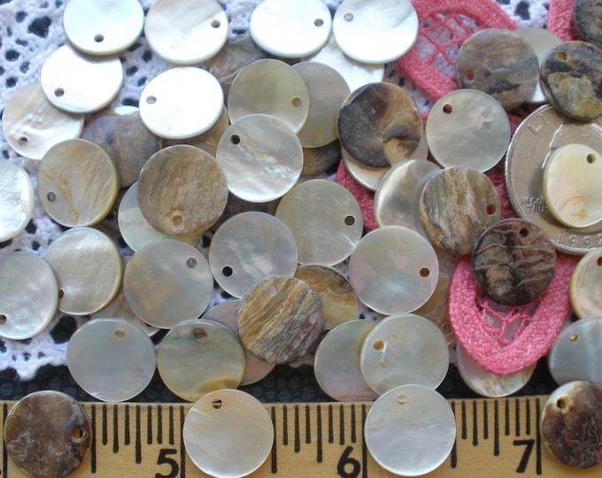 13MM Shell Disc Beads Real Agoya Shell Round Charms NATURAL Pearl MOP 1 ...