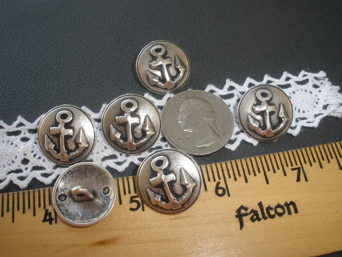 Rustic Anchor Buttons Antique Silver Pewter Color 30L - Etsy