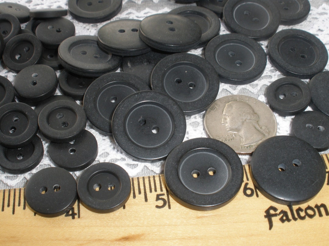 Matte Black Buttons 7/8" & 5/8" Plastic 2-hole (23mm 15mm 36L 24L) Bulk ...