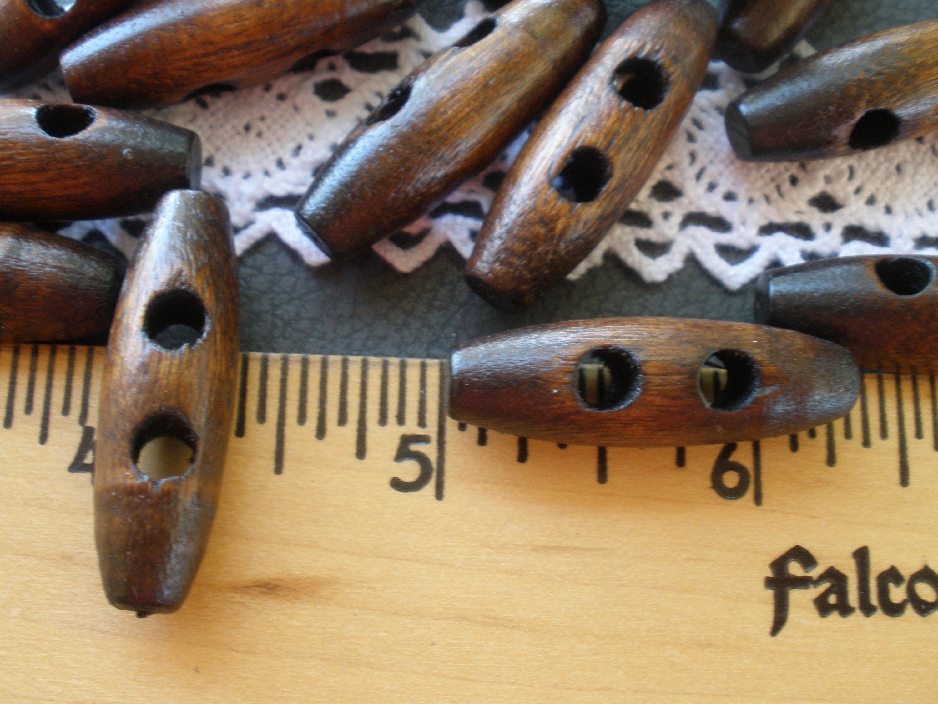 32MM Brown Wood Toggle Coat Buttons Sweater Closure 1.25