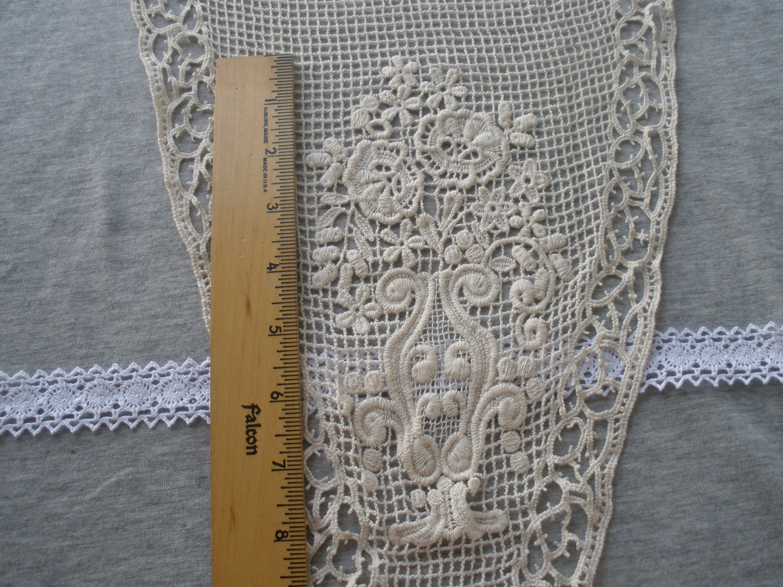 Extra Large Floral Embroidered Lace Neckline Applique Embellishment ...