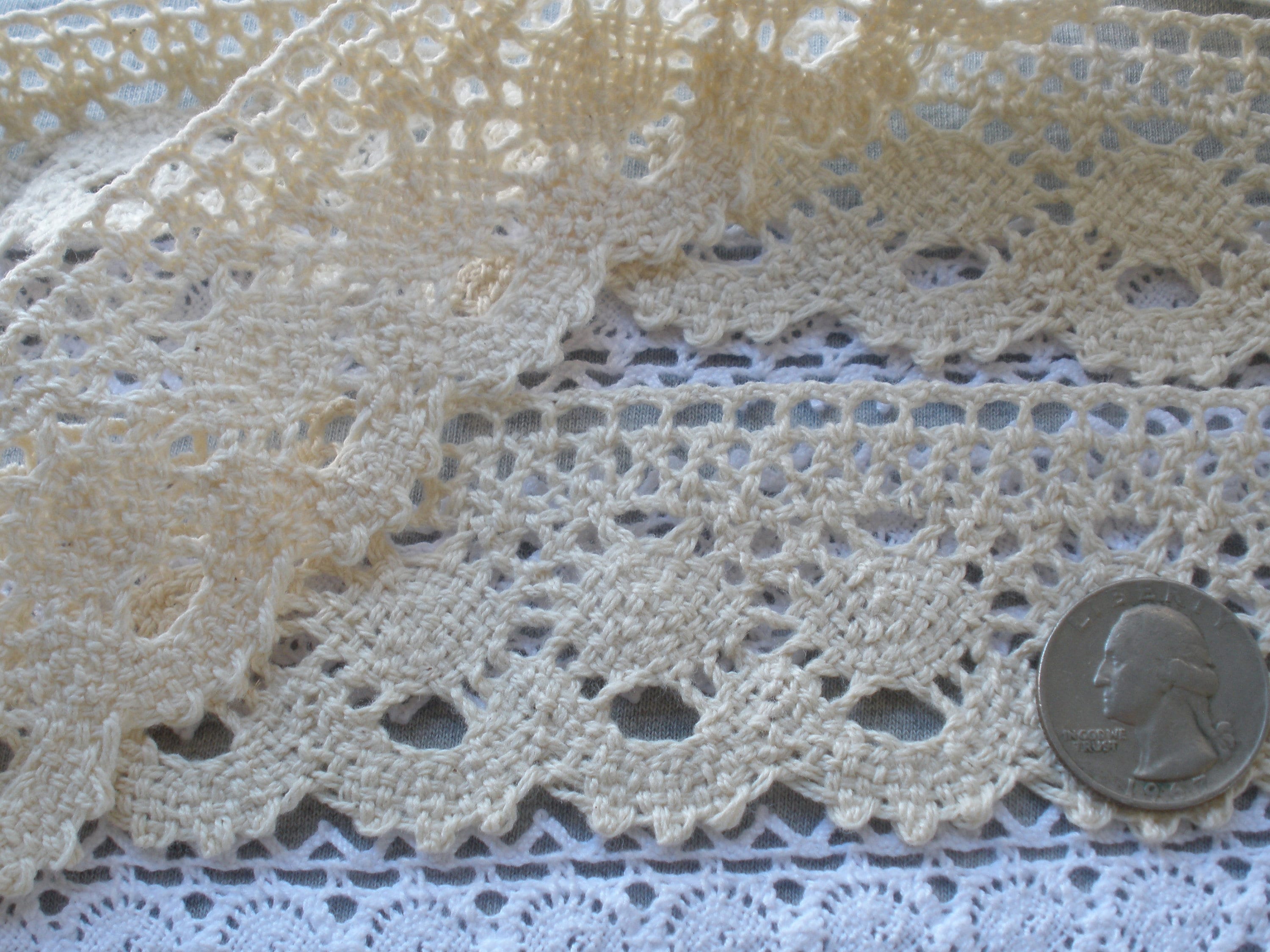 Ecru Natural Color Lace Cotton Trim 1 7/8 Wide Crochet | Etsy