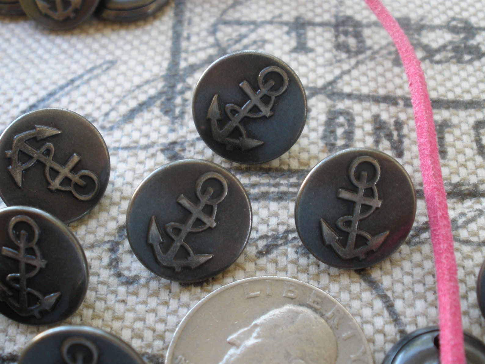 15MM Dull Silver Gunmetal Tone Anchor Pattern Buttons Shank | Etsy