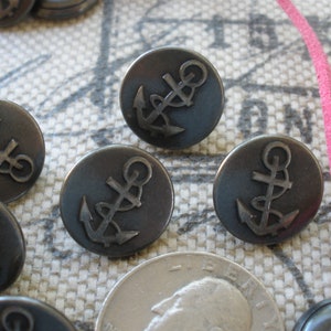 15MM Dull Silver Gunmetal Tone Anchor Pattern Buttons Shank Hollow ...