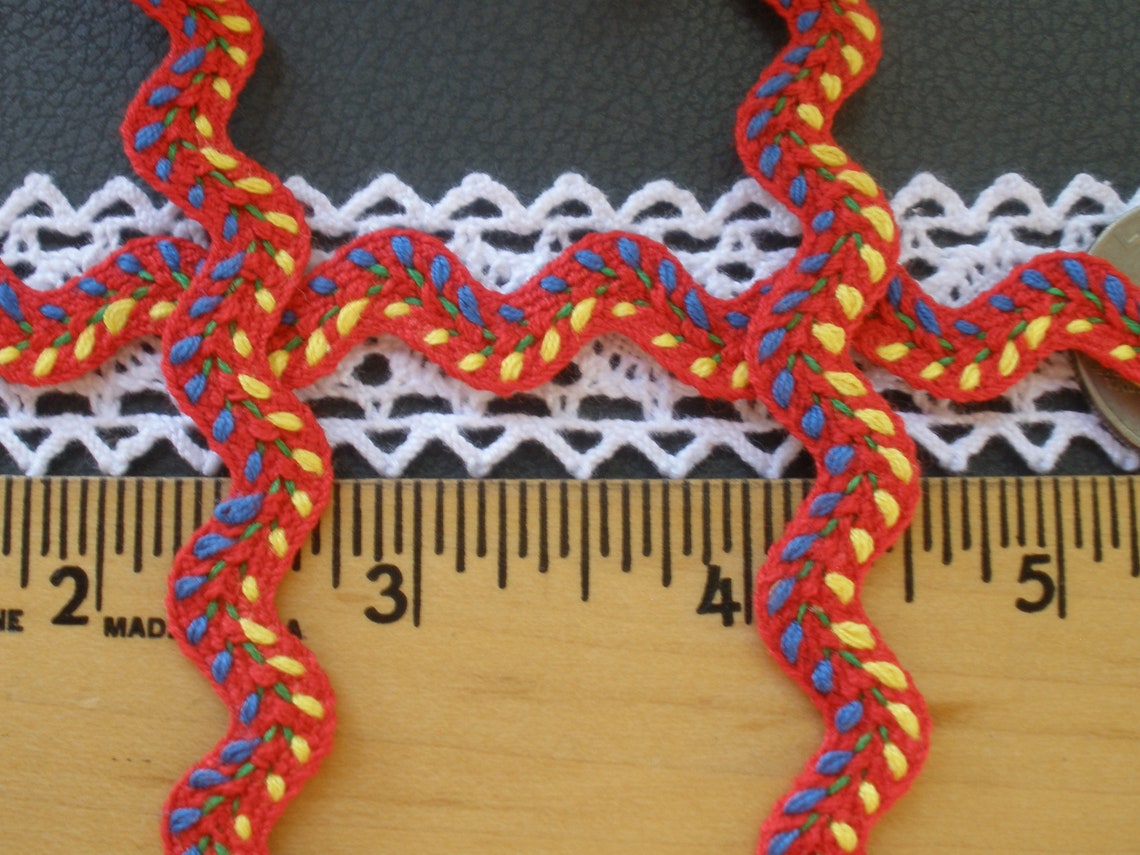Embroidered Cotton Featherstitch Rick Rack Trim Red Yellow - Etsy