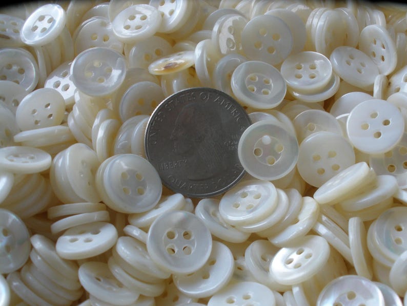 Vintage MOP Classic Shirt Buttons 20L Pearl White 1/2" 13MM 4-hole Sew ...
