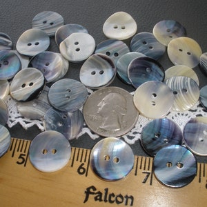 17MM Blue Mussel Shell Buttons 28L 11/16" MOP Pearl 2 Hole Sew on 13 ...
