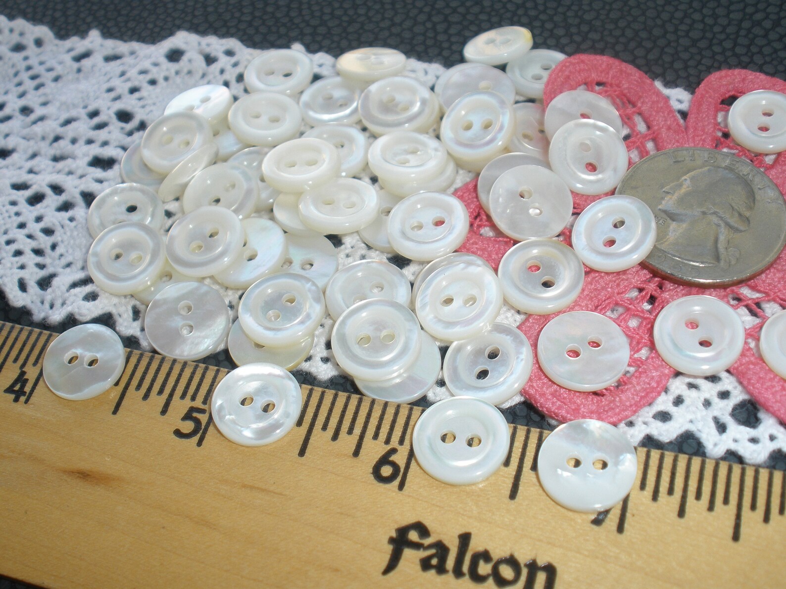 11MM Wide Rim Real Shell Buttons Pearly White Carved MOP 18L 2 Hole Sew ...