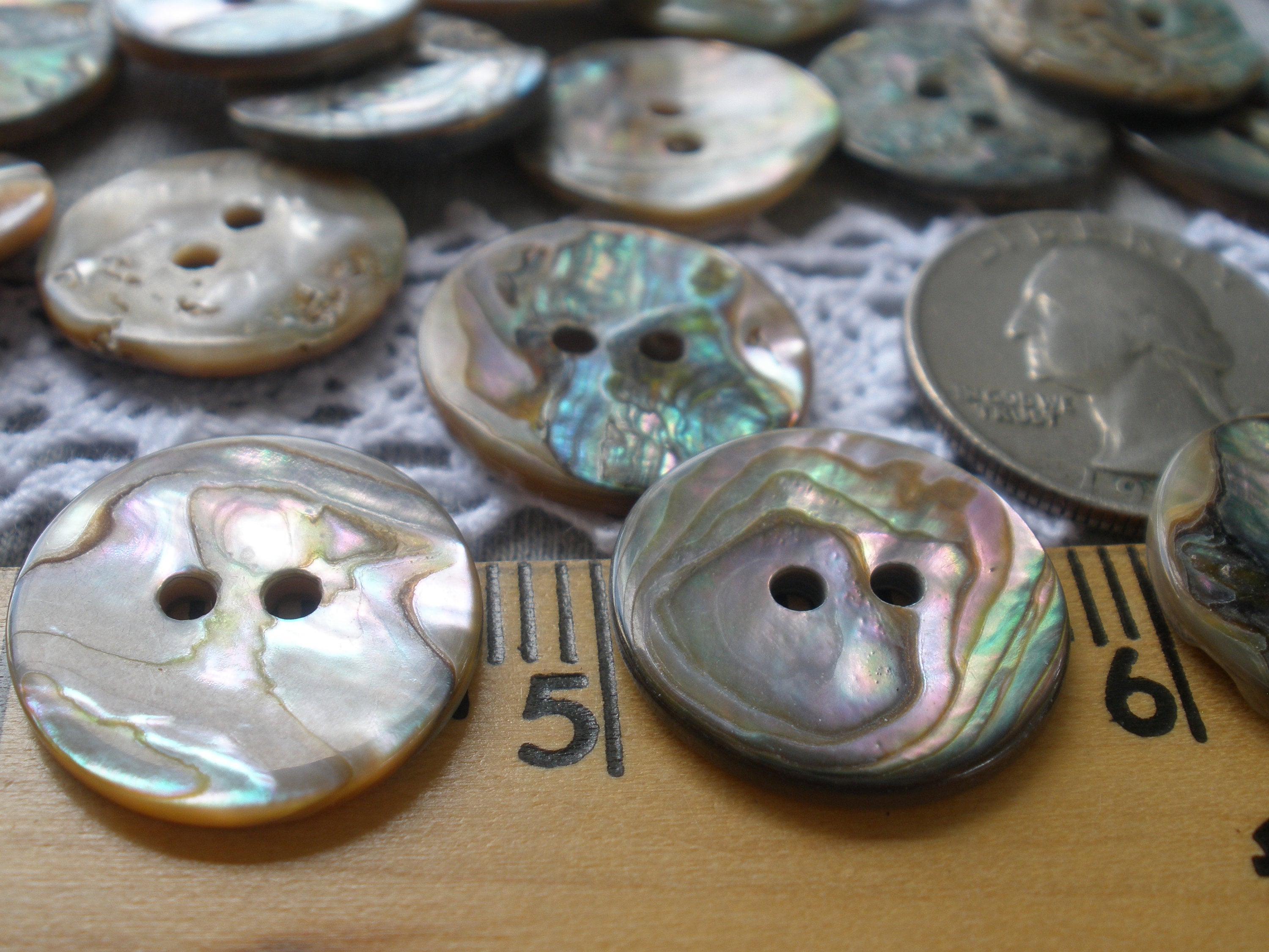 20MM Abalone Shell Buttons Natural 13/16" 32L Pearly Rainbow MOP Sewing ...