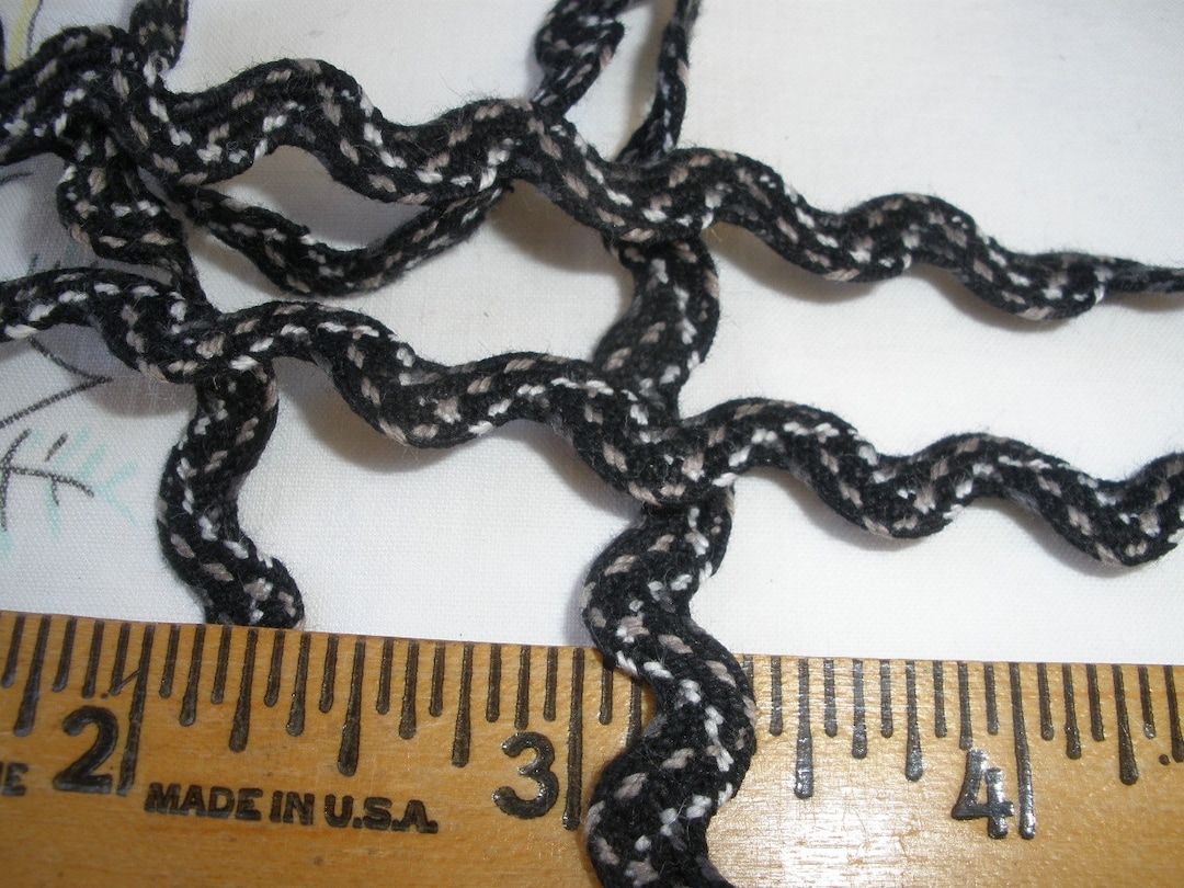 Featherstitch Black Rick Rack Cotton Trim 10MM Gray & White Stitched ...