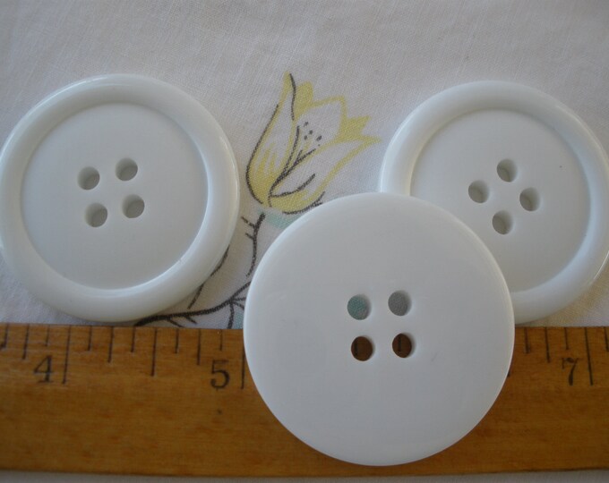 38MM White Buttons 1.5 Inch 60L 4 Hole Sew-on Sewing Craft Coat Size ...