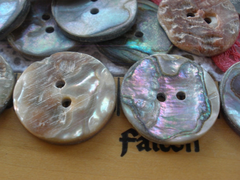 Rustic Unpolished 25MM Rainbow Abalone Shell Buttons Natural 1 Inch 40L ...
