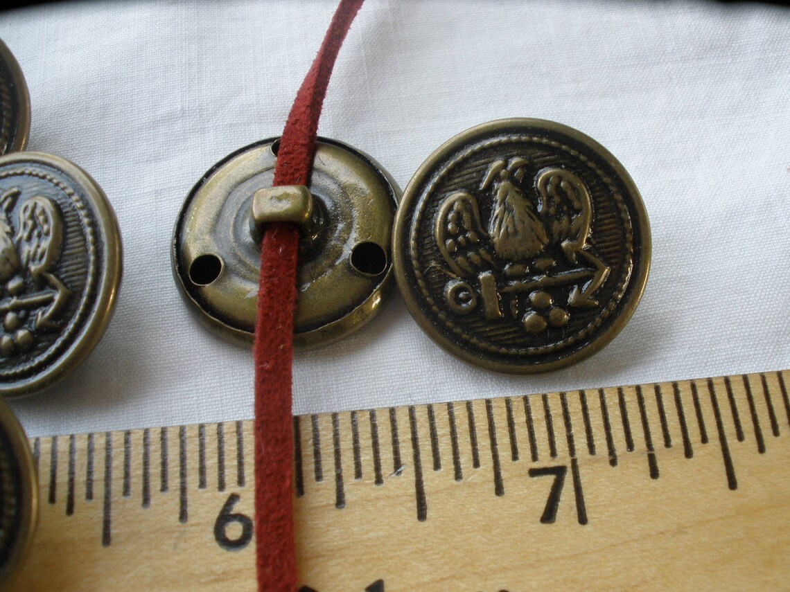 Eagle & Anchor Antique Bronze Buttons 23MM Hollow Metal Shank Size 36L ...