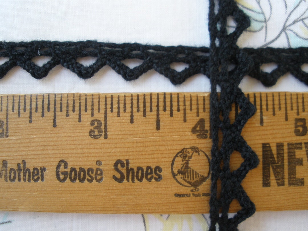 Black Crochet Chevron Cotton Lace Trim 7/16" 11MM Wide Cluny Lace Ric ...