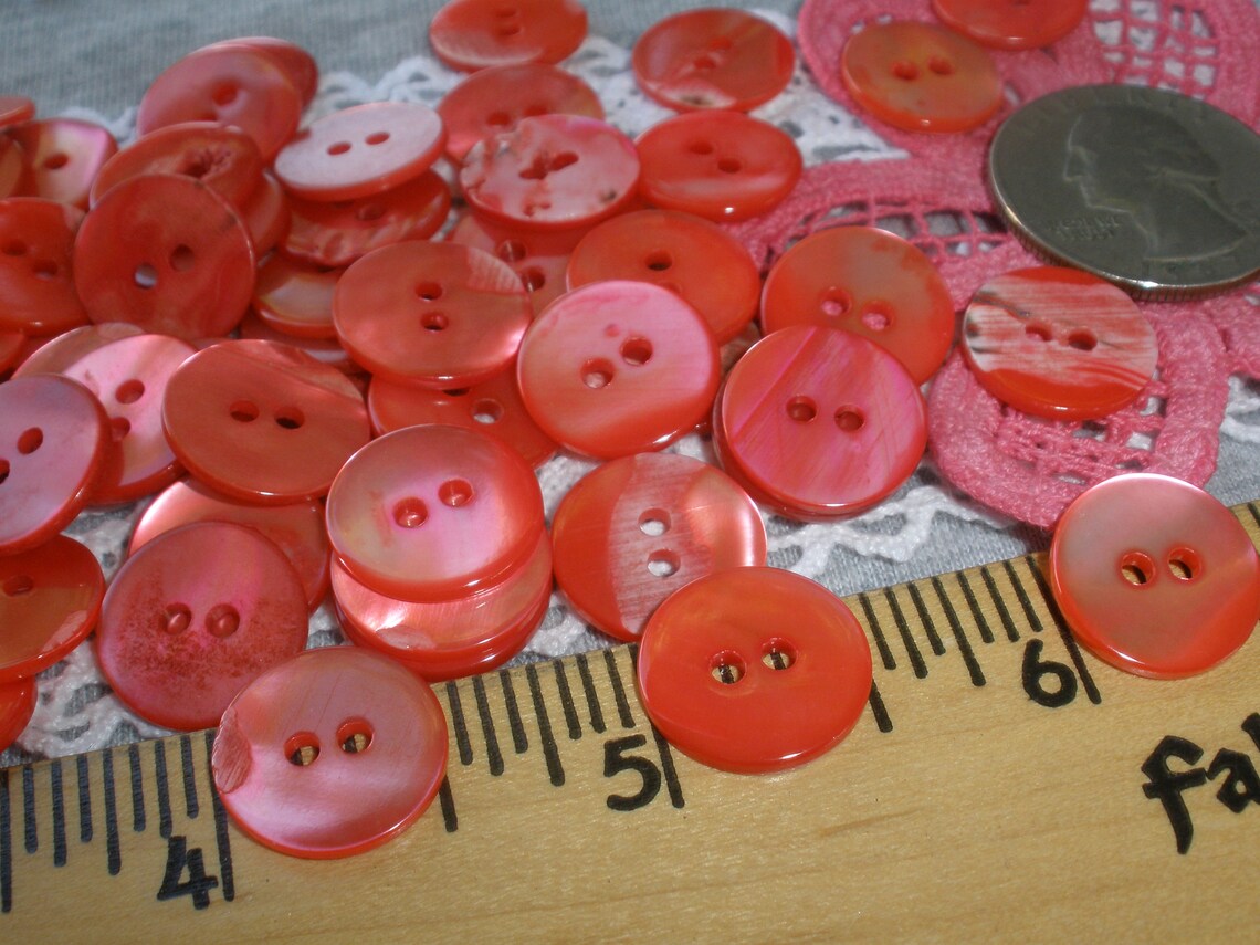14MM Bright Pink Trocas Shell Buttons 22L 9/16" MOP Sewing 2 Hole Sew ...