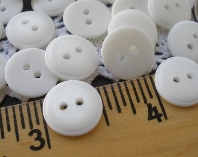 23MM White & Pearlescent Plastic 2-hole Buttons 7/8" Size 36L Sew on ...