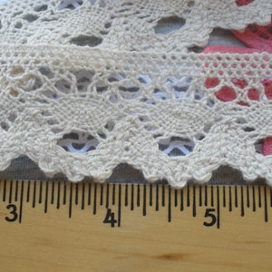 Ecru Beige Natural Color Lace Cotton Trim 1 3/8" 35MM Wide Crochet or ...