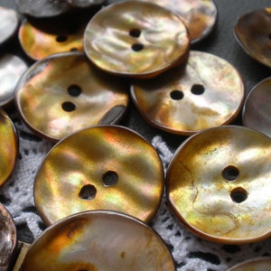 Gold Tone Dyed MOP Shell Buttons 22MM 36L 7/8" Pearl 2 Hole Sew on 6 ...