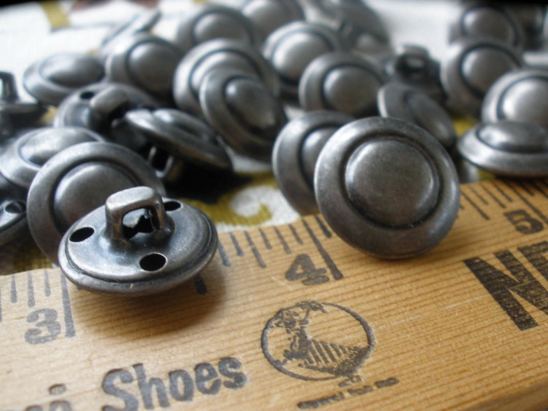Hollow Ring Dome Shank Buttons 24L Dull Silver Dark Pewter 5/8 15mm ...