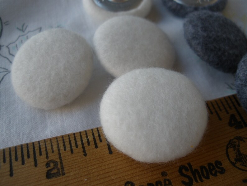 Winter White Felt or Gray Felt Fabric Cover Buttons Shank 40L - Etsy