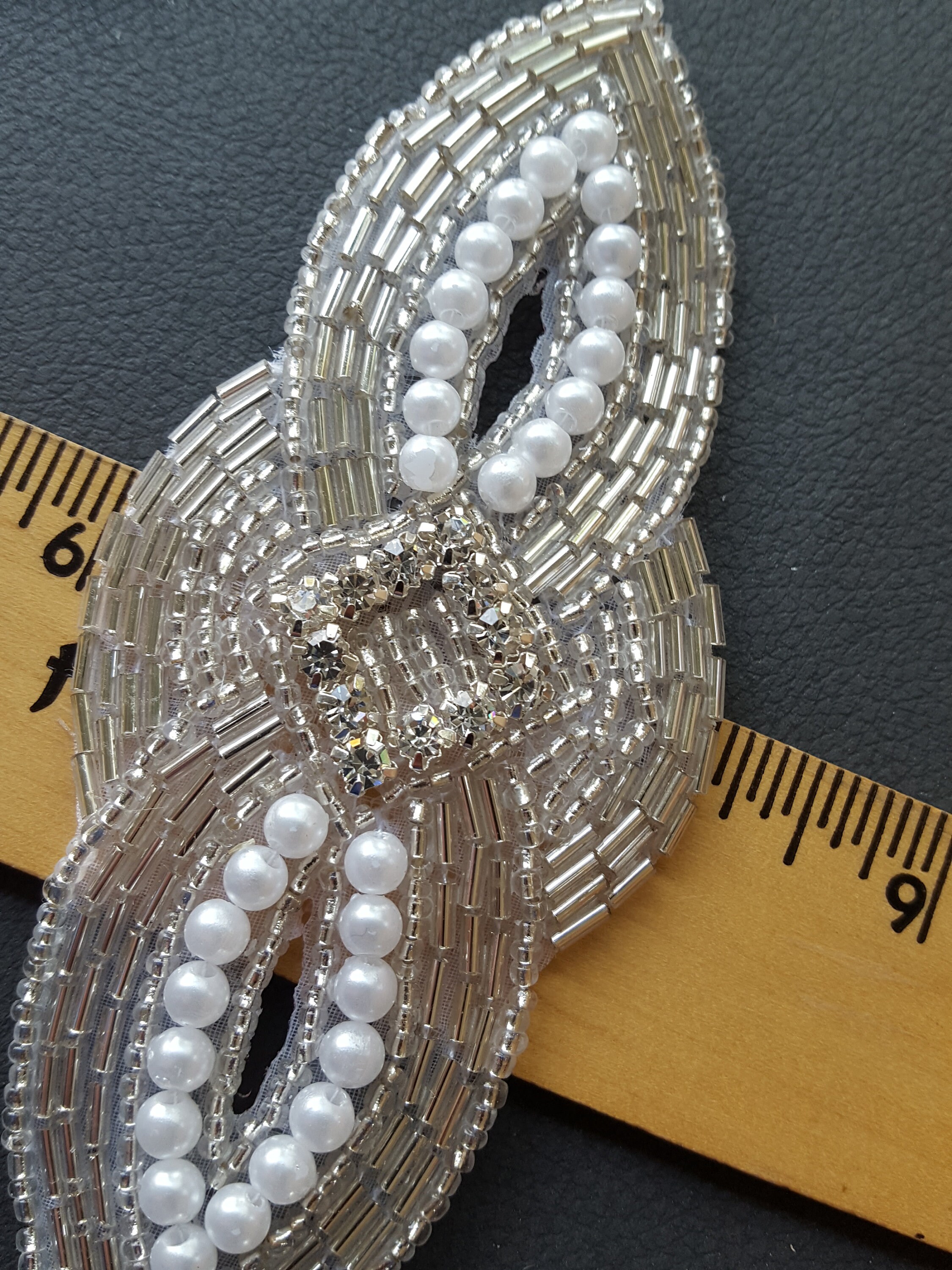 Beaded Applique Embellishments Clear Rhinestone & Faux Pearl | Etsy