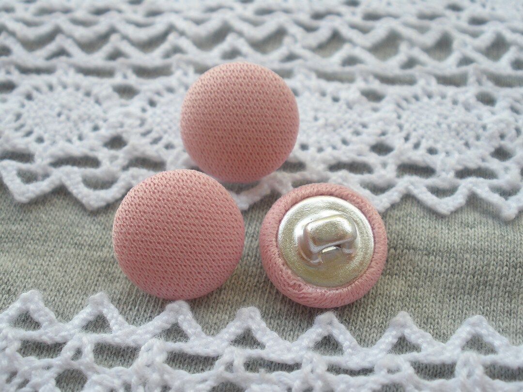13MM Pink Fabric Cover Buttons 10 Each 1/2" Cloth Covered Metal Shank ...