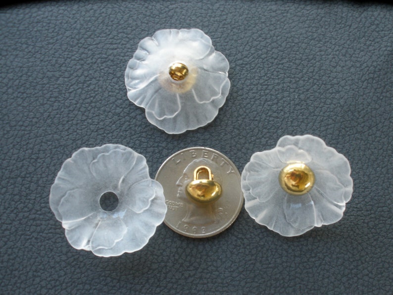 30MM Frosted Acrylic 3D flower buttons 8MM faux pearl or 10MM | Etsy