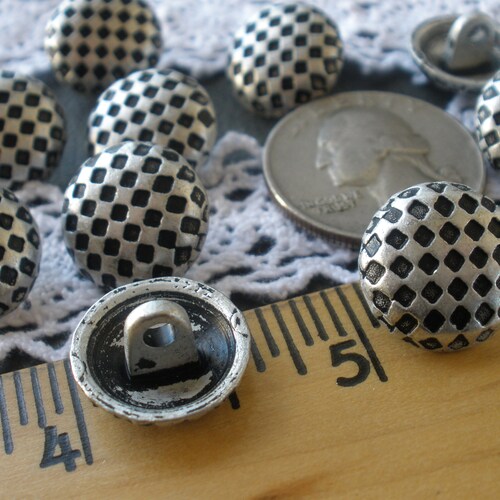 15MM Black & Matte Silver Checkerboard Pattern Metal Shank - Etsy
