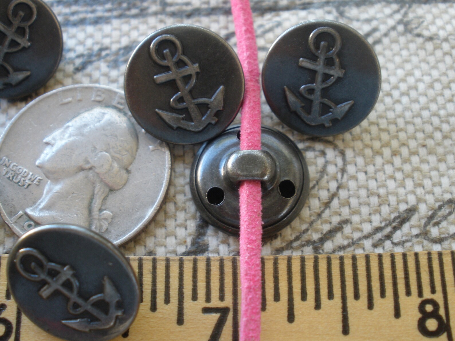 15MM Dull Silver Gunmetal Tone Anchor Pattern Buttons Shank | Etsy