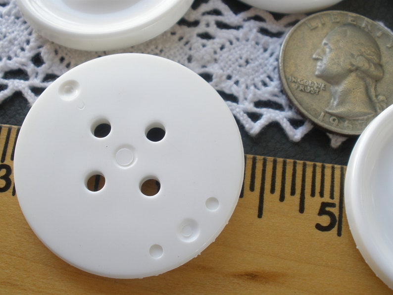 Extra Large White Plastic Coat Buttons 55L 35mm 1 3/8" 4-hole Sew-on 2 ...