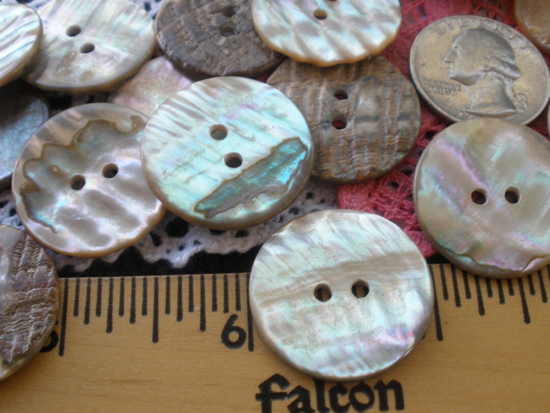 25MM Abalone Shell Buttons Natural 1 Inch 40L Rainbow MOP Sewing 2 Hole ...