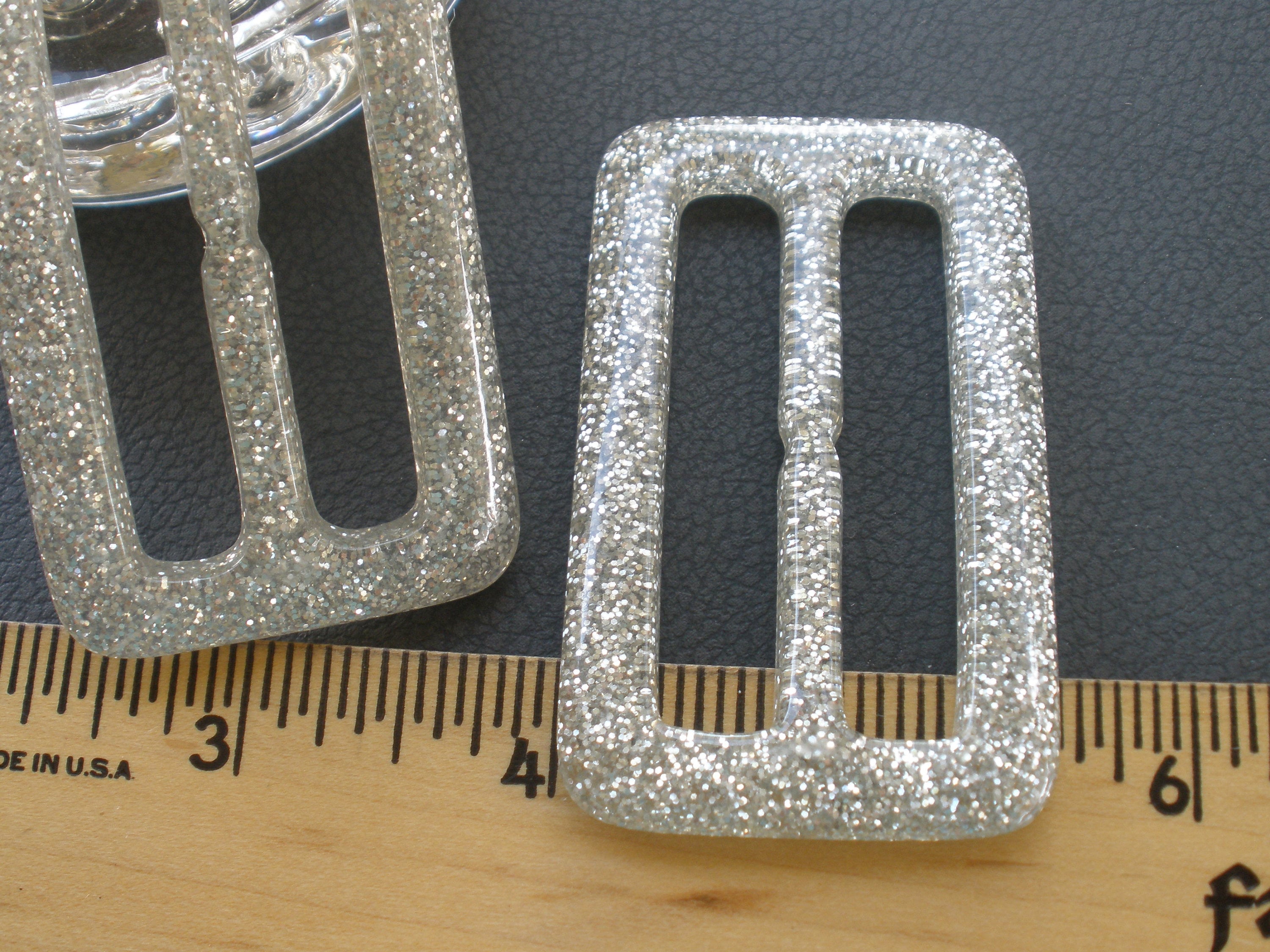 Silver Glitter in Clear Lucite Plastic Buckle 2 Scarf | Etsy