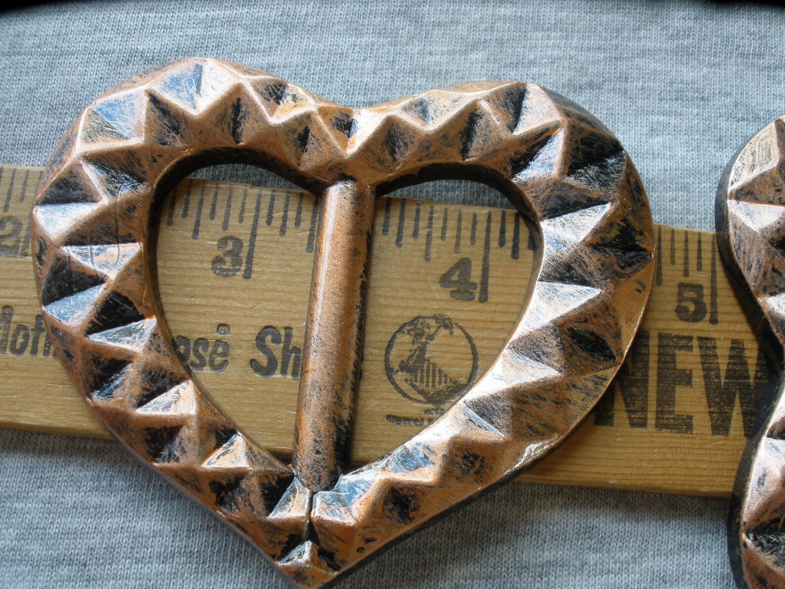Textured Heart Ribbon Slider Copper & Black 1.25 Buckle - Etsy